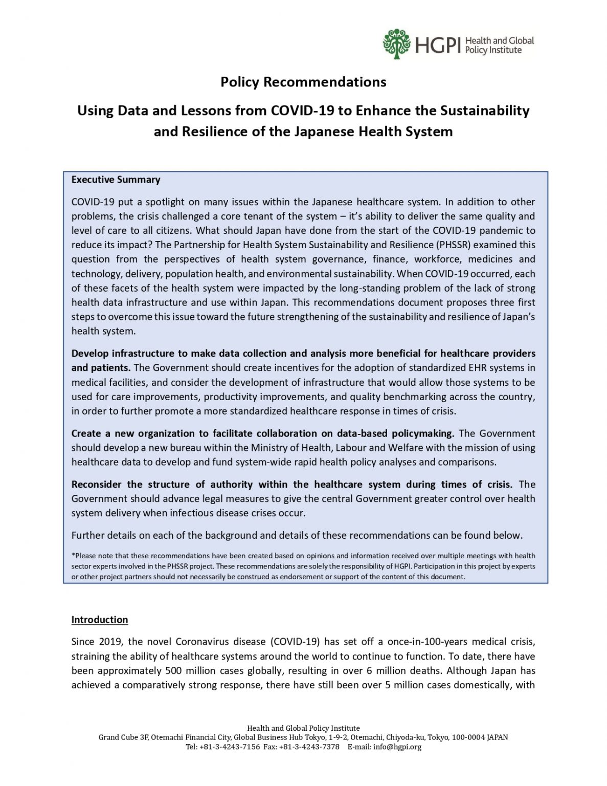 Activity Report ーAugust2022 - Health and Global Policy Institute（HGPI ...